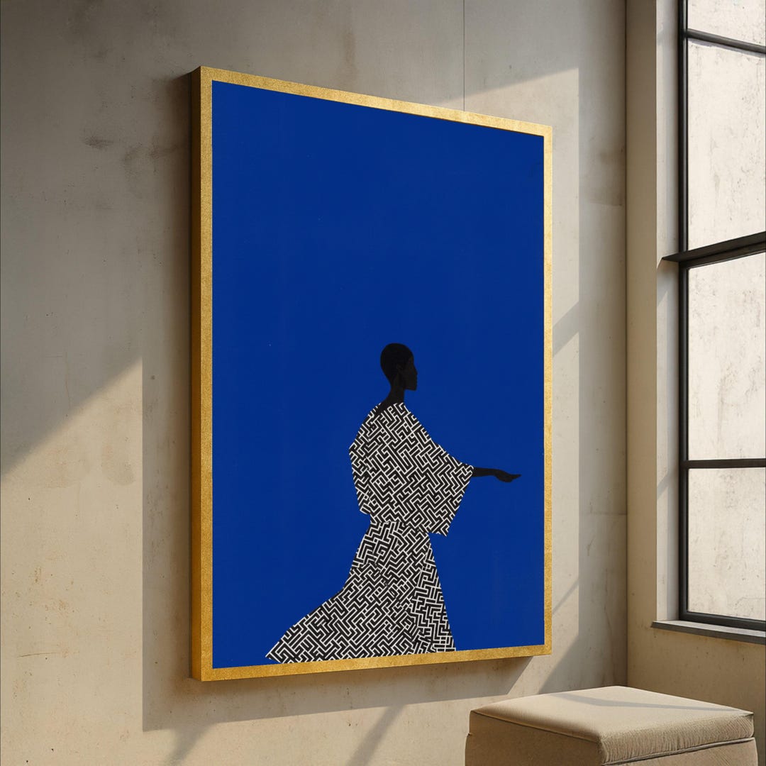 Modern Silhouette Art, Abstract Female Figure Canvas, Geometric Pattern ...