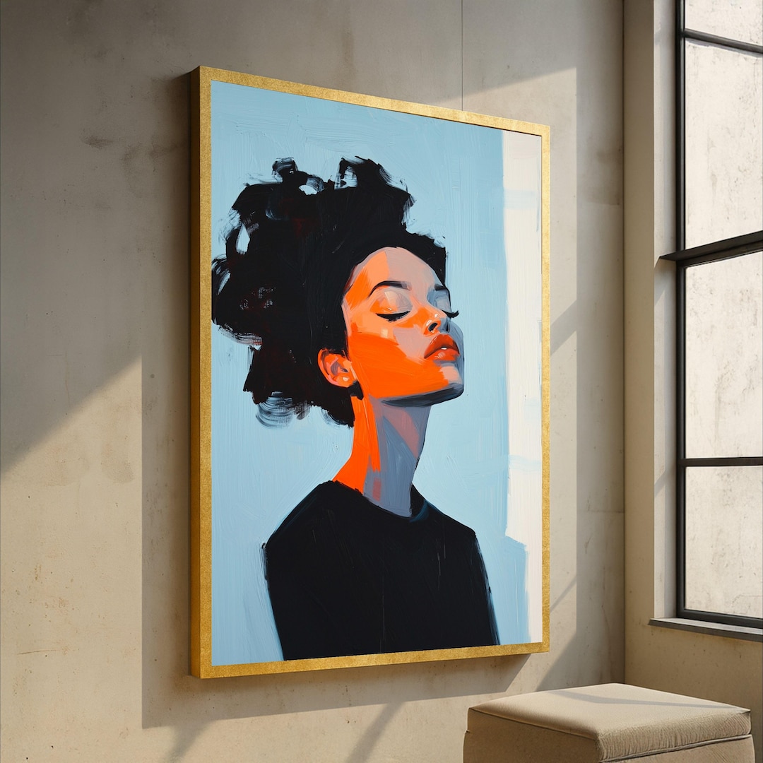 Modern Abstract Portrait Canvas, Bold Color Face Art, Contemporary ...