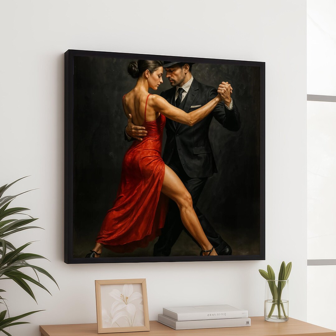Passionate Tango Dance Couple Canvas Wall Art, Elegant Ballroom Dance ...