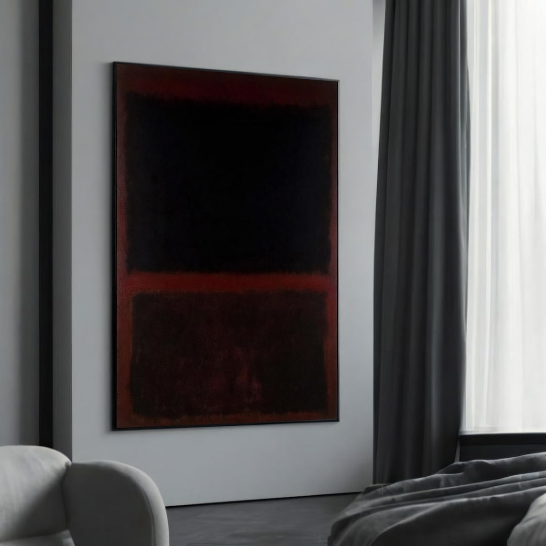 Mark Rothko's Dark Black and Deep Red Color Field Canvas Painting - A ...