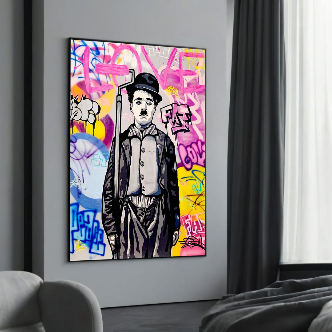 Modern Graffiti Art of Charlie Chaplin Canvas Painting - A Unique Urban ...