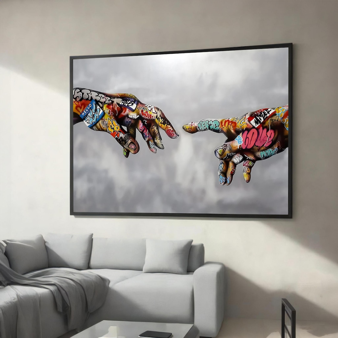 Graffiti Hands Creation Canvas Painting – Vibrant Street Art Inspired ...