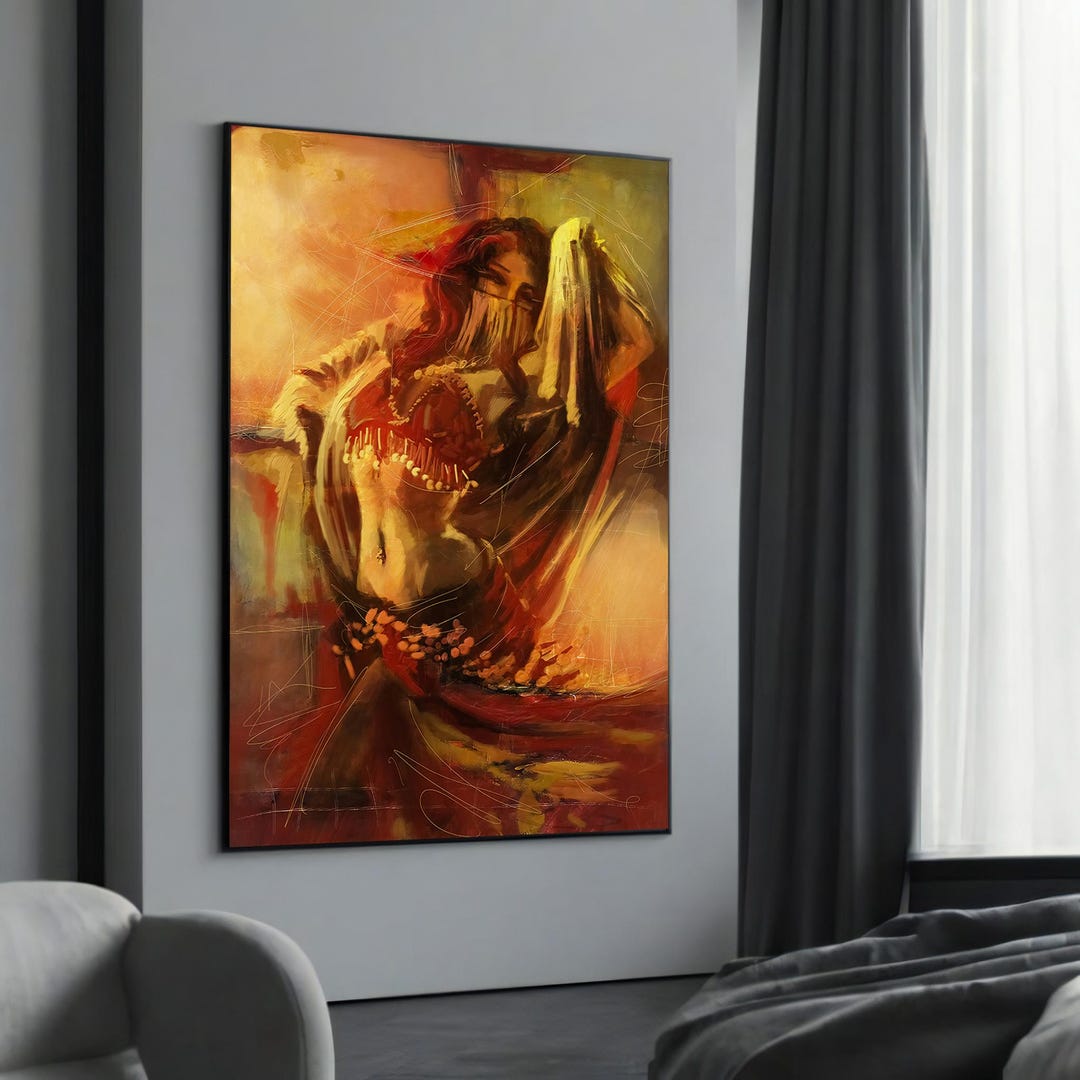 Fiery Belly Dancer Canvas Art, Sensual Dance Wall Decor, Exotic ...