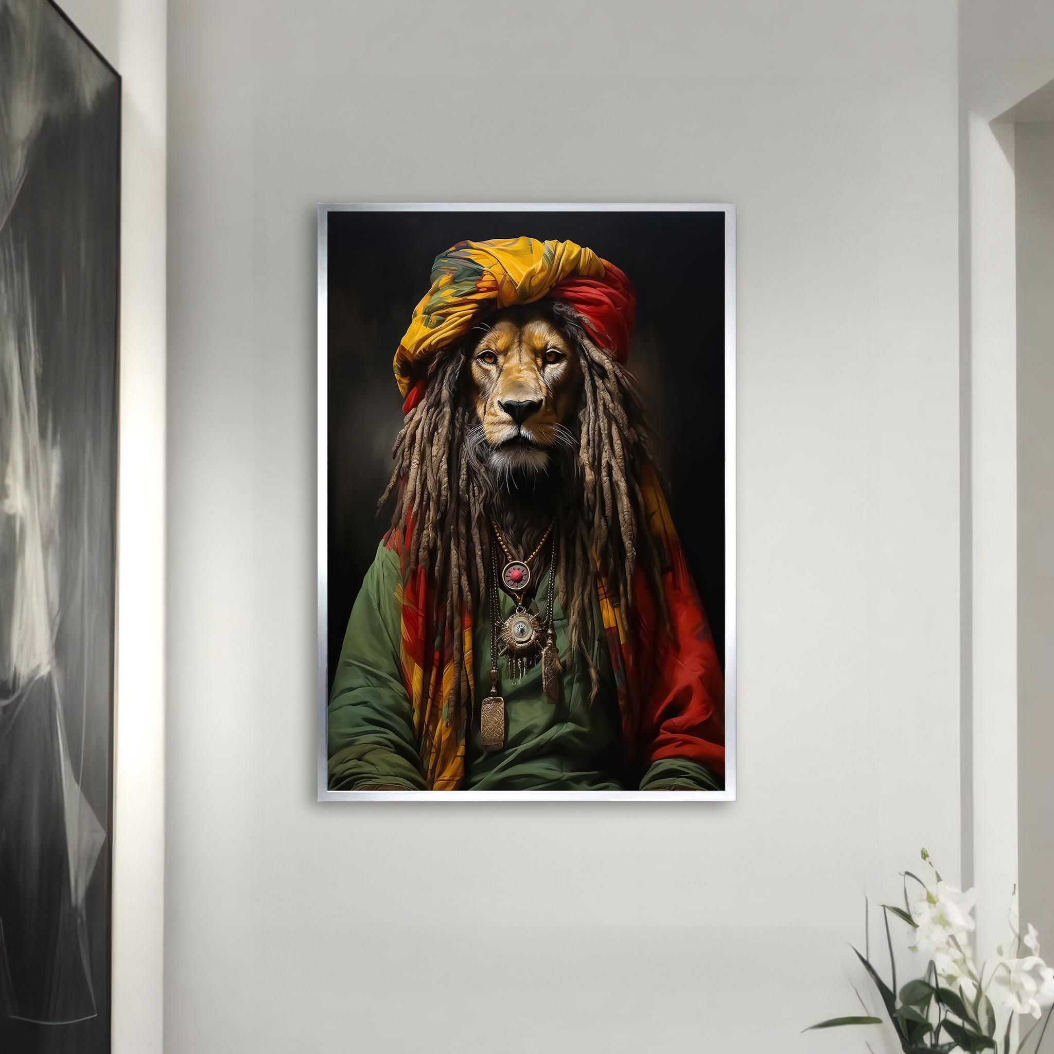 Regal Lion in Vibrant Rasta Attire Canvas Painting: an Inspirational ...