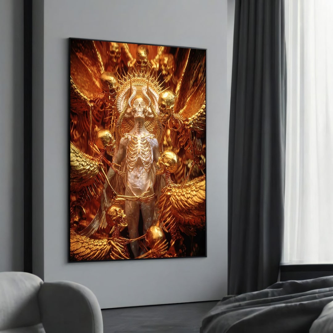 Golden Angelic Vision Canvas Painting Gift – Luxurious Ethereal Art for ...