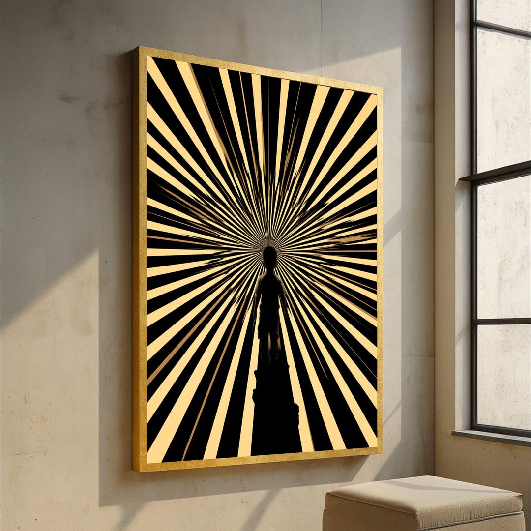Surreal Silhouette Canvas, Boy Shadow Art, Radiant Light Burst ...