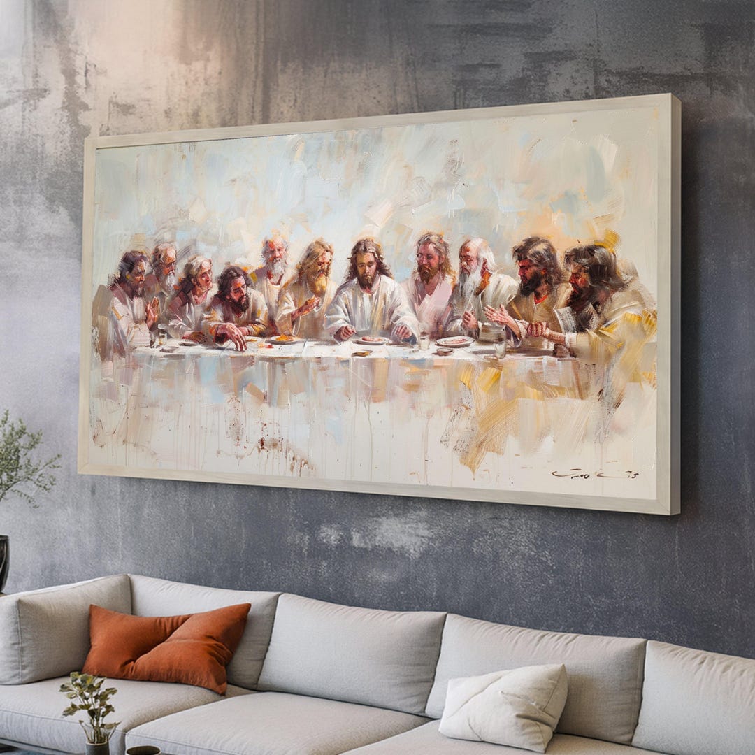 The Last Supper Canvas Wall Art, Inspirational Religious Painting ...
