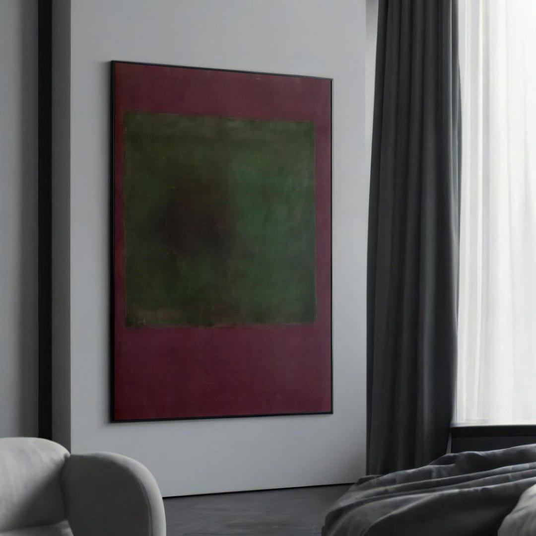 Mark Rothko's Deep Green and Burgundy Color Field Canvas Painting - A ...