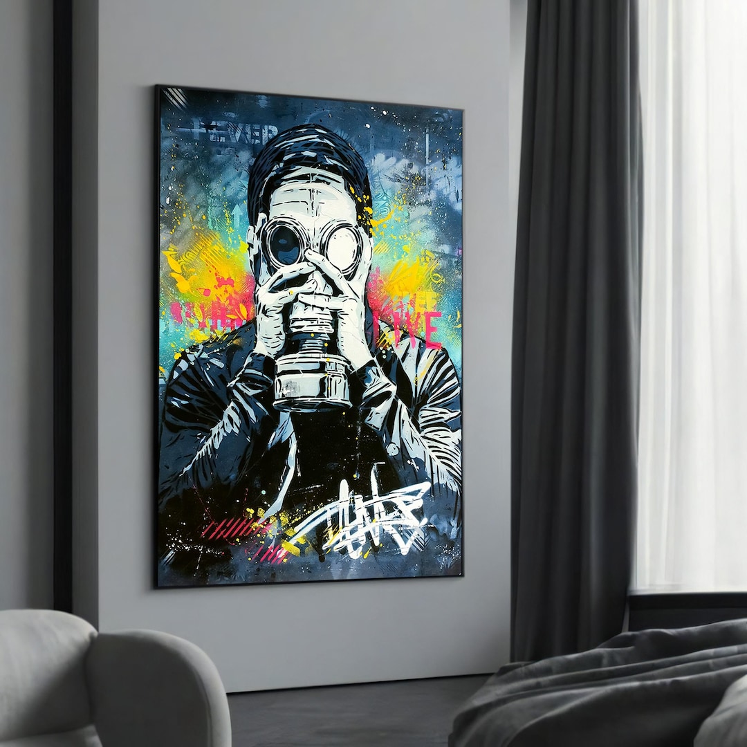 Graffiti Gas Mask Art Canvas Painting Gift – Bold Urban Street Art for ...