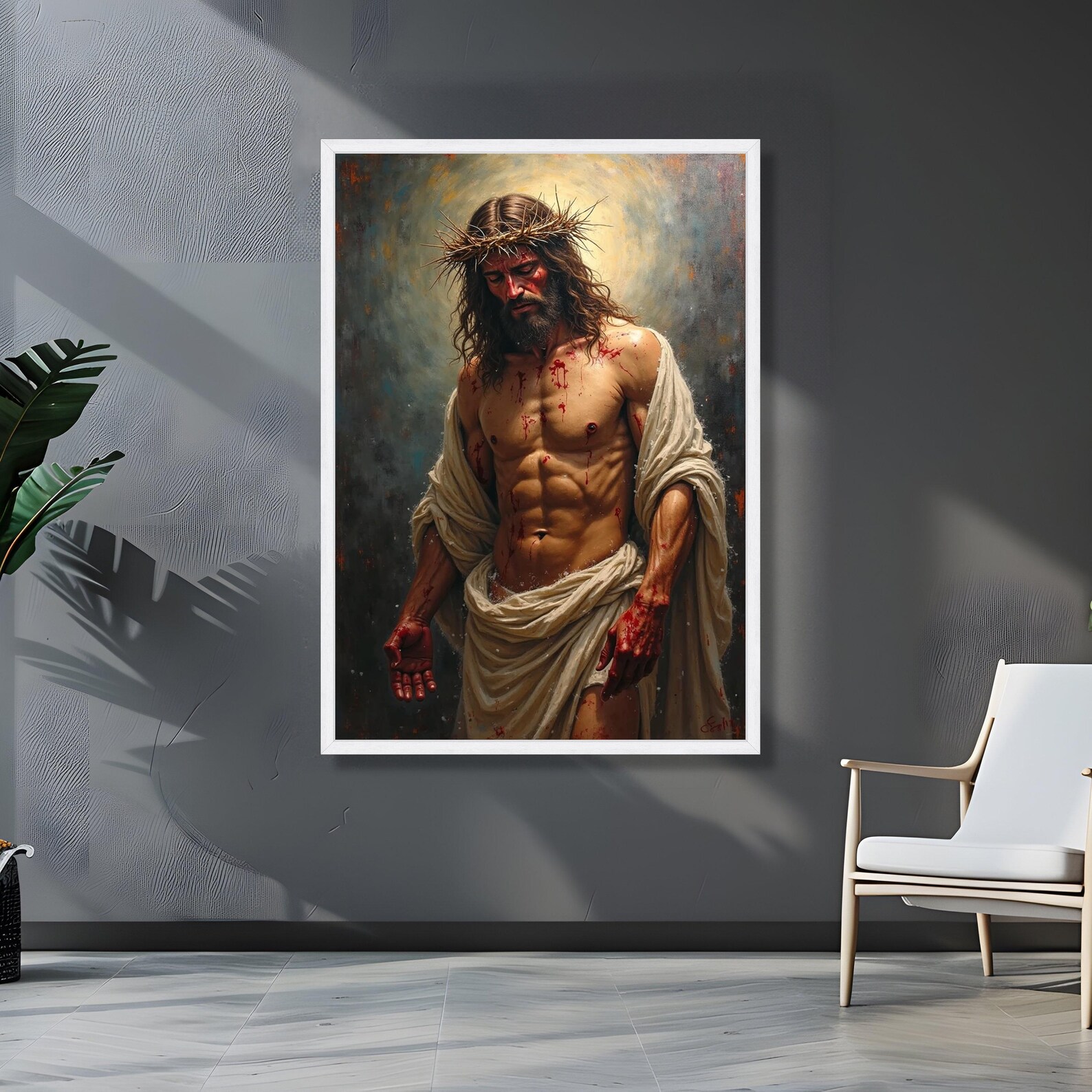 Jesus Christ Suffering Canvas, Crown of Thorns Wall Art, Religious ...