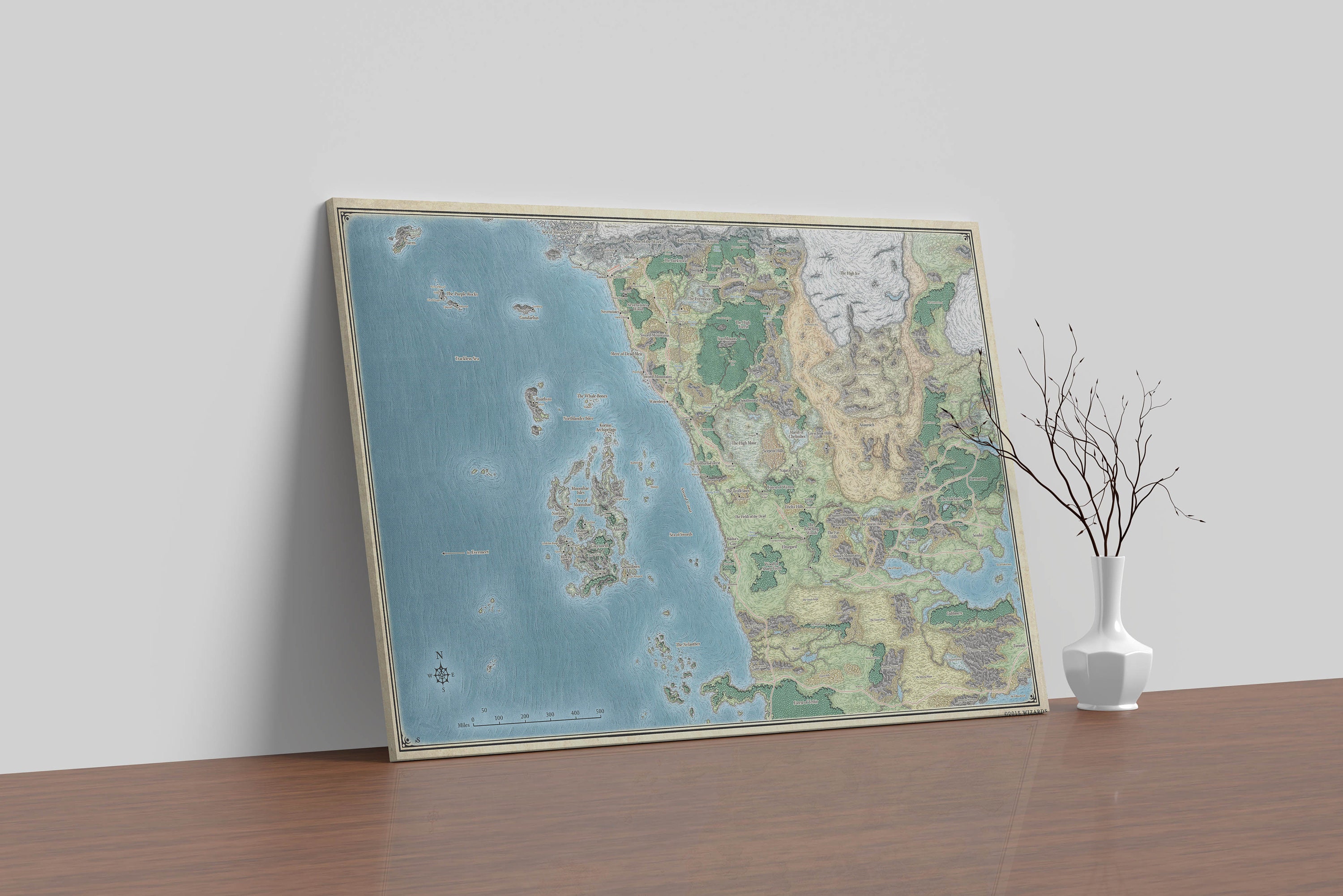 Forgotten Realms Map Art Canvas, Karte von Fearun Wandkunst, Forgotten ...