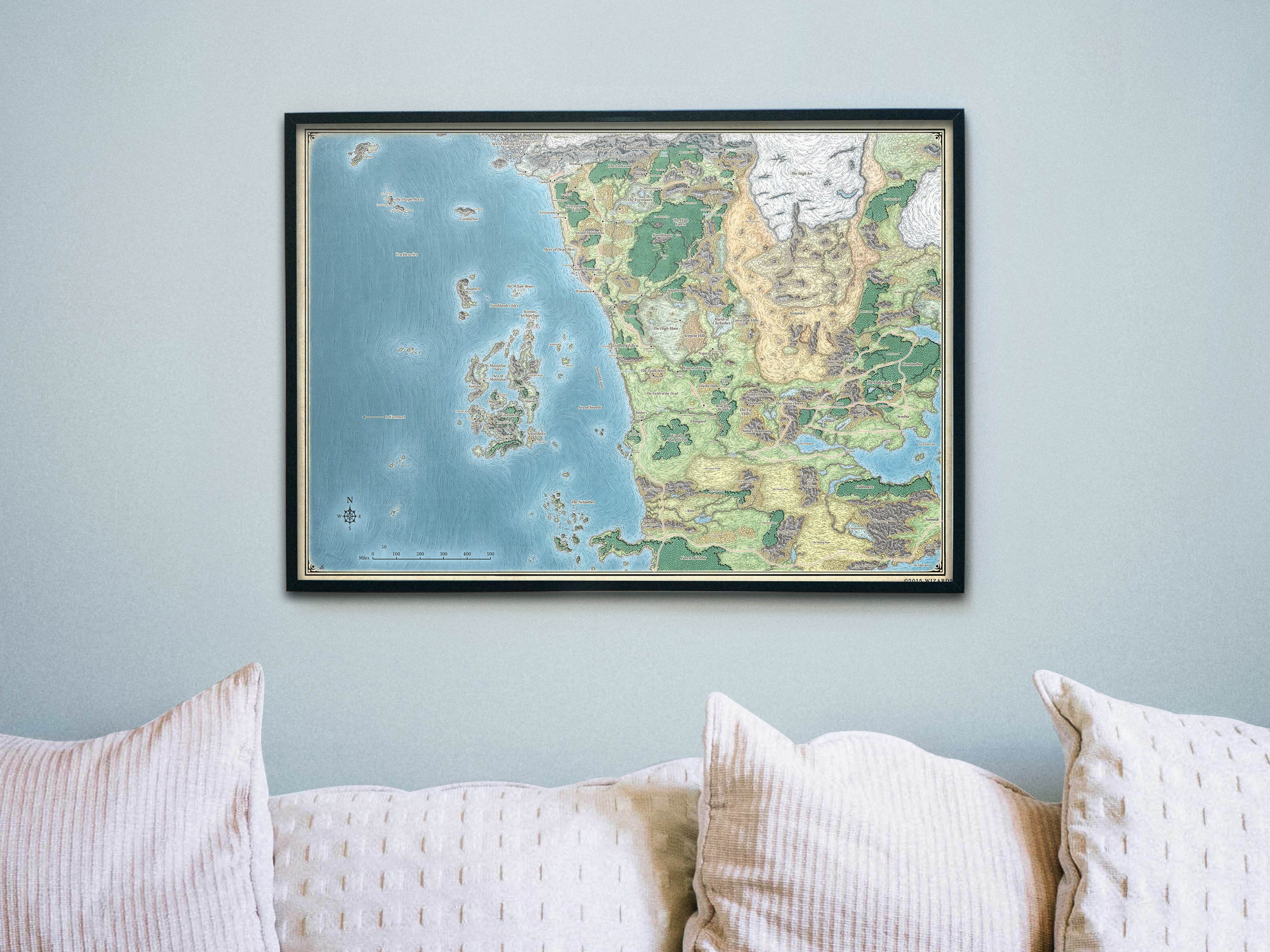 Forgotten Realms Map Art Canvas, Karte von Fearun Wandkunst, Forgotten ...