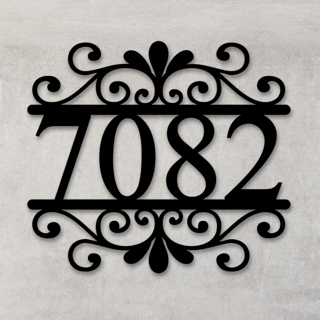 Scroll House Number Sign, Metal Address Sign, Custom Metal House ...
