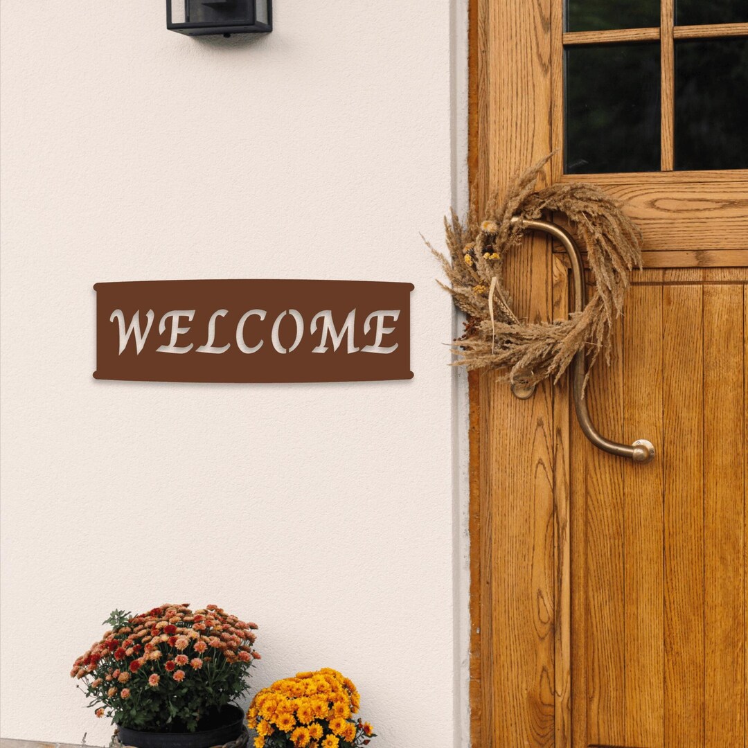 Metal Welcome Sign, Front Porch Welcome Sign, Front Door Sign, Door ...