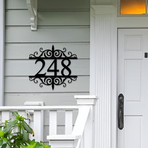 Scroll House Number Sign, Metal Address Sign, Custom Metal House ...