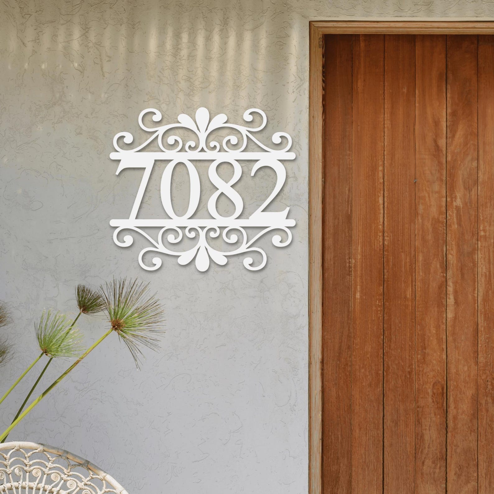 Custom Metal Address Sign: Scroll House Number - Etsy