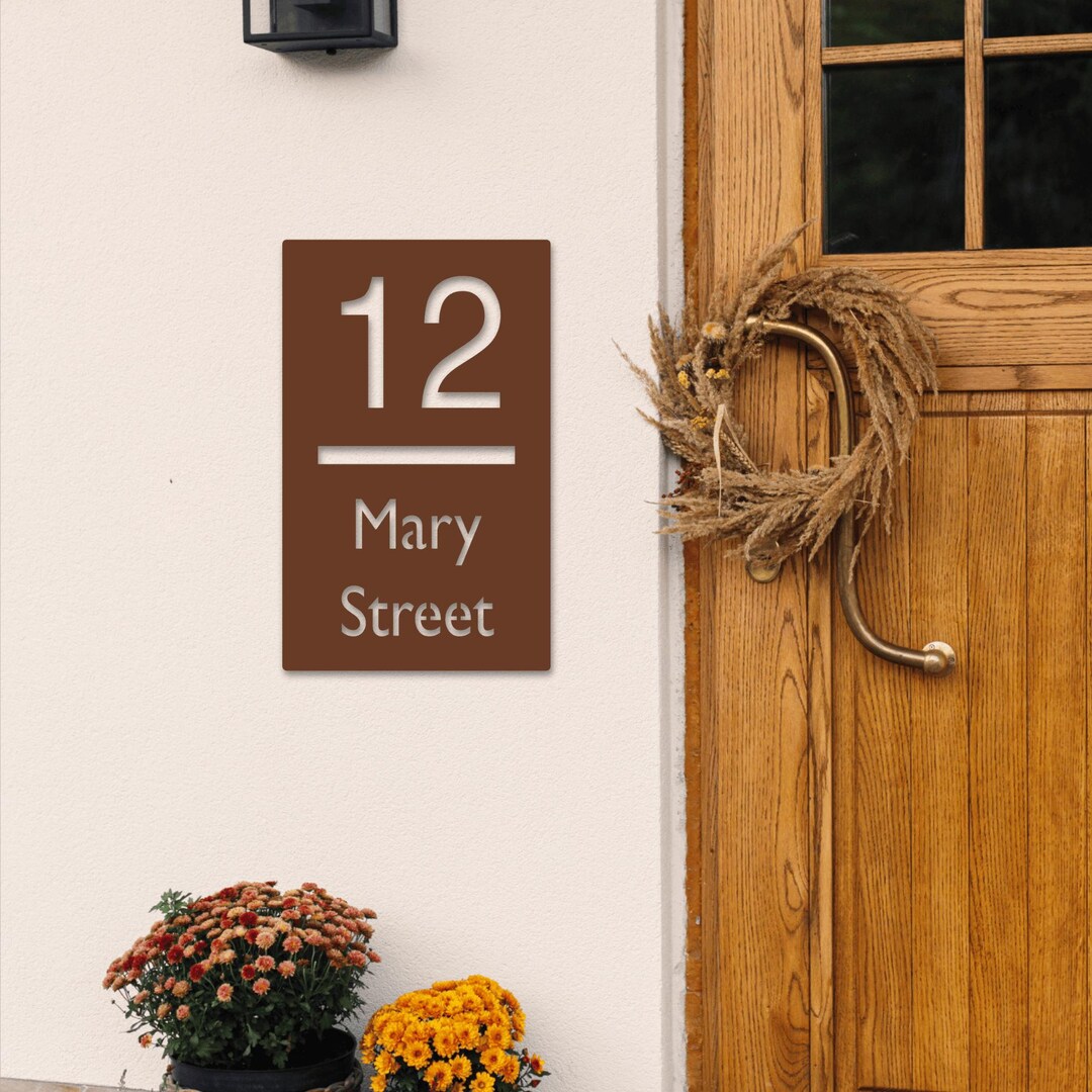 Modern House Number Sign, Custom Metal Address Sign, Outdoor Address ...