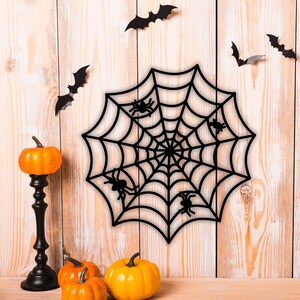 Spider Web Metal Wall Decor: Halloween Indoor Outdoor Sign - Etsy