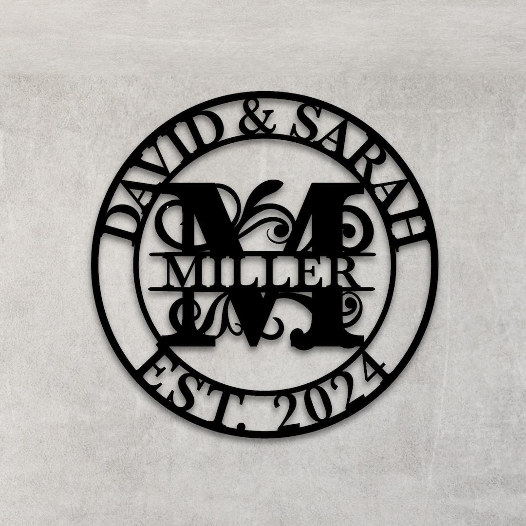 Custom Family Name Metal Sign, Personalized Metal Monogram Sign, Last ...