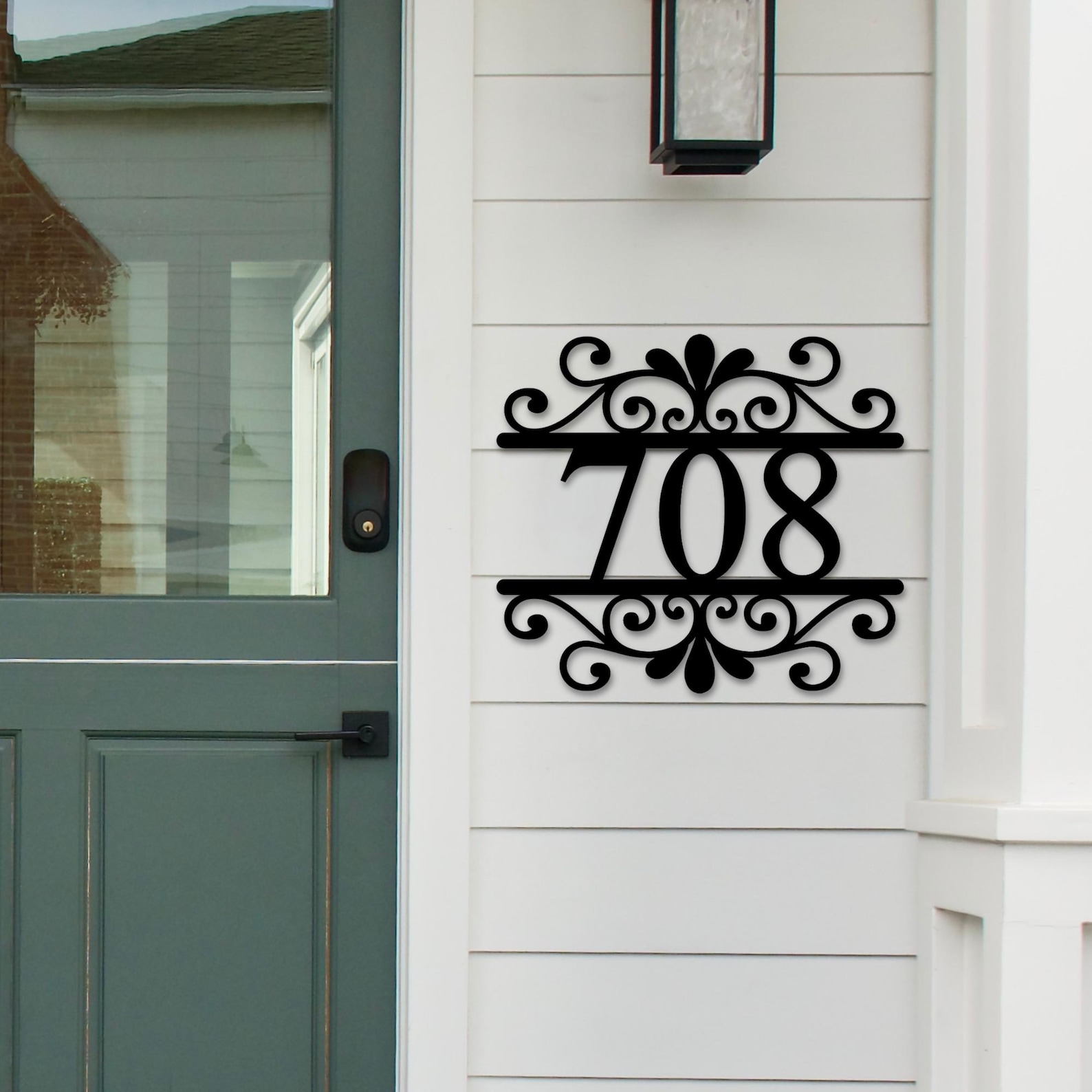 Custom Metal Address Sign: Scroll House Number - Etsy