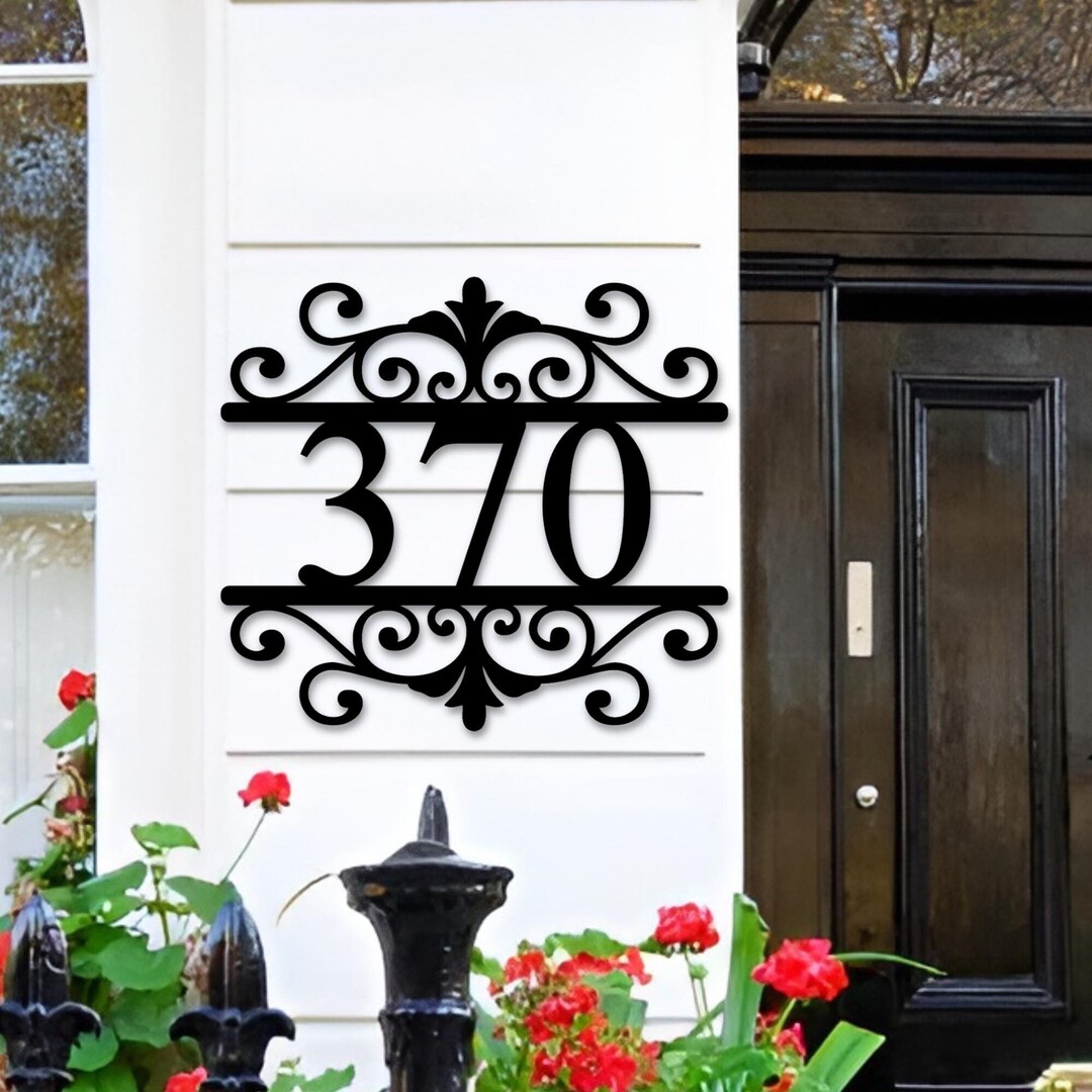 Scroll House Number Sign, Metal Address Sign, Custom Metal House ...