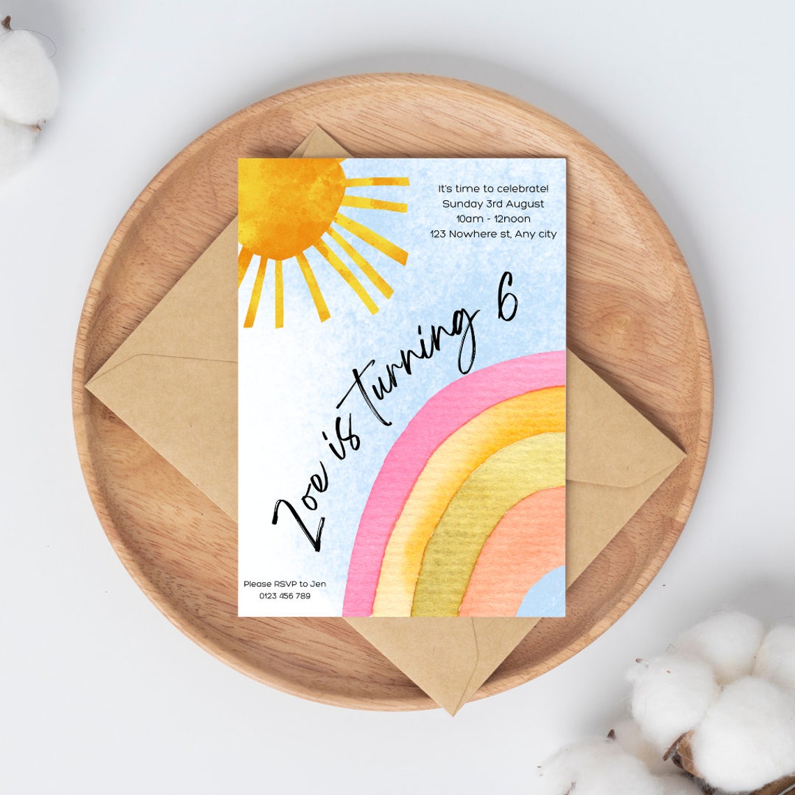 Watercolor Rainbow Party Invitation - Etsy