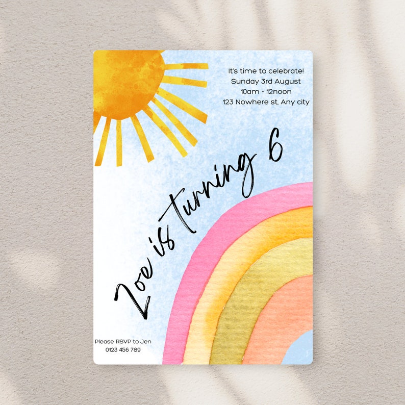 Watercolor Rainbow Party Invitation - Etsy