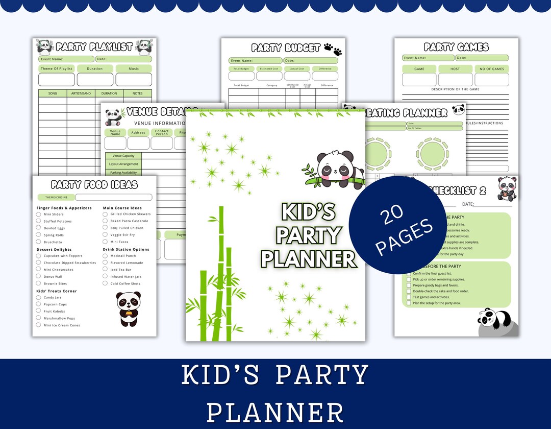 Panda Party Planner | Kid Birthday Celebration Organizer | Printable ...