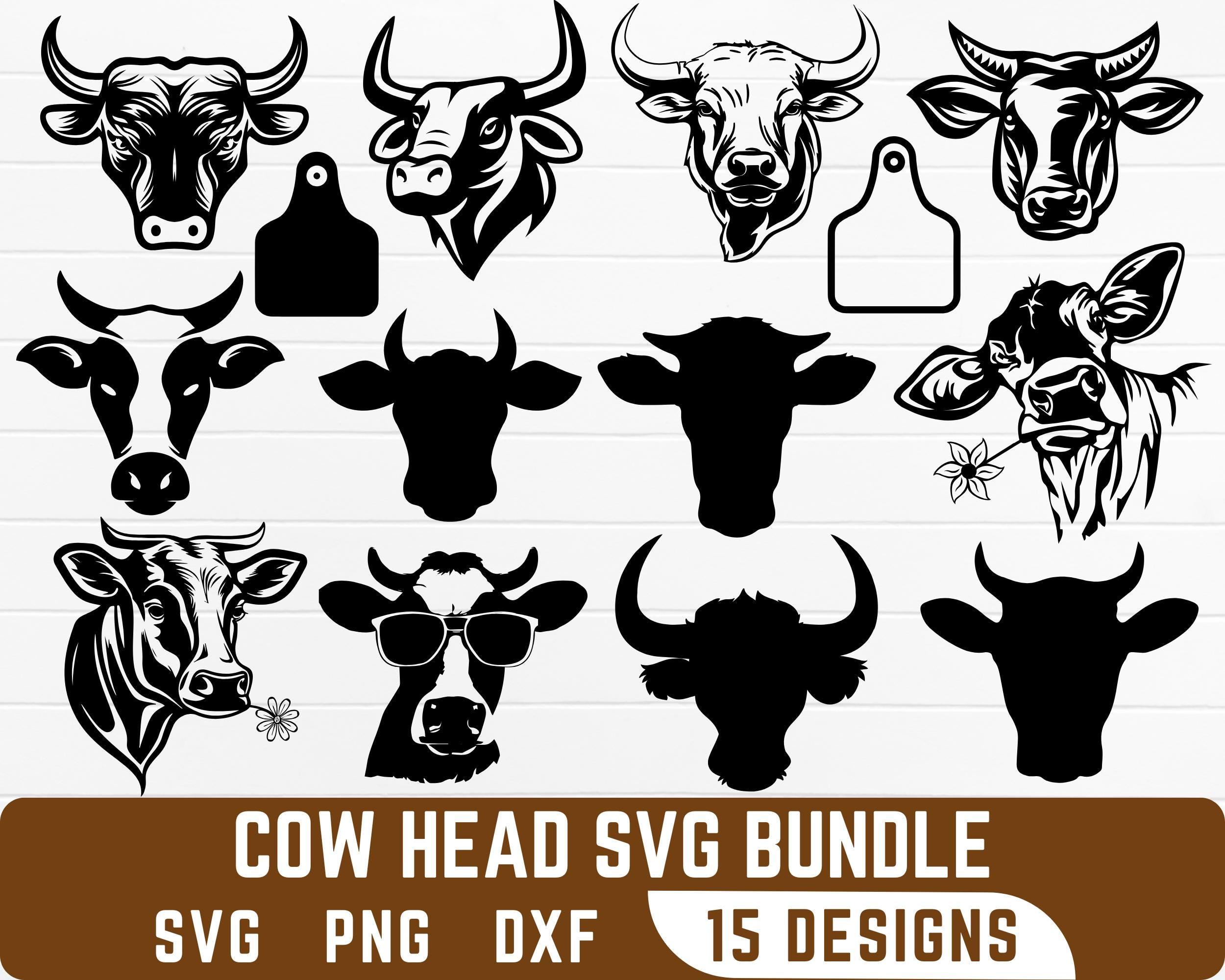 Cow Head SVG Bundle, Bull Head SVG, Cow Face Png, Silhouette Cow DXF ...