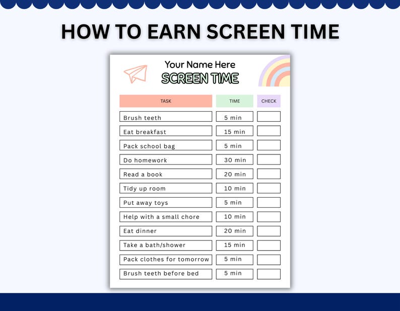 Daily Routine & Chore Chart for Kids | Printable Daily Checklist ...