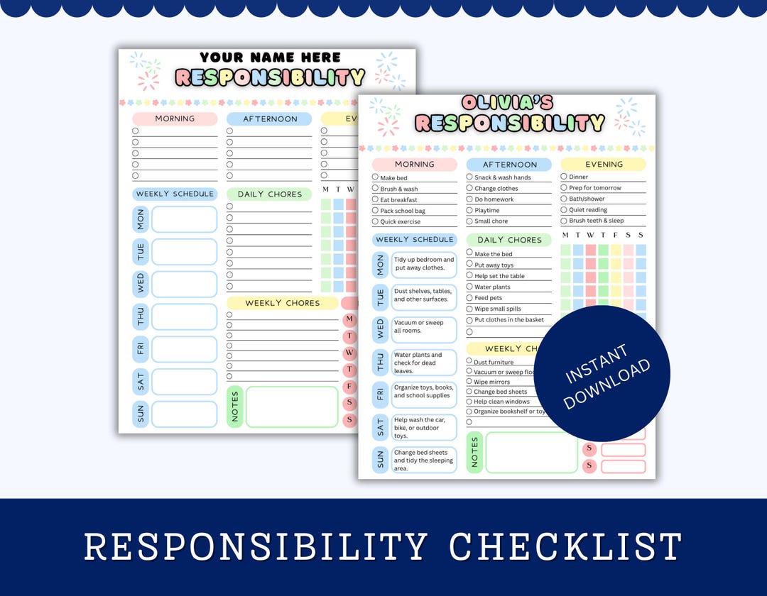 Editable Kid's Chore Chart | Fun Printable Responsibility & Reward ...
