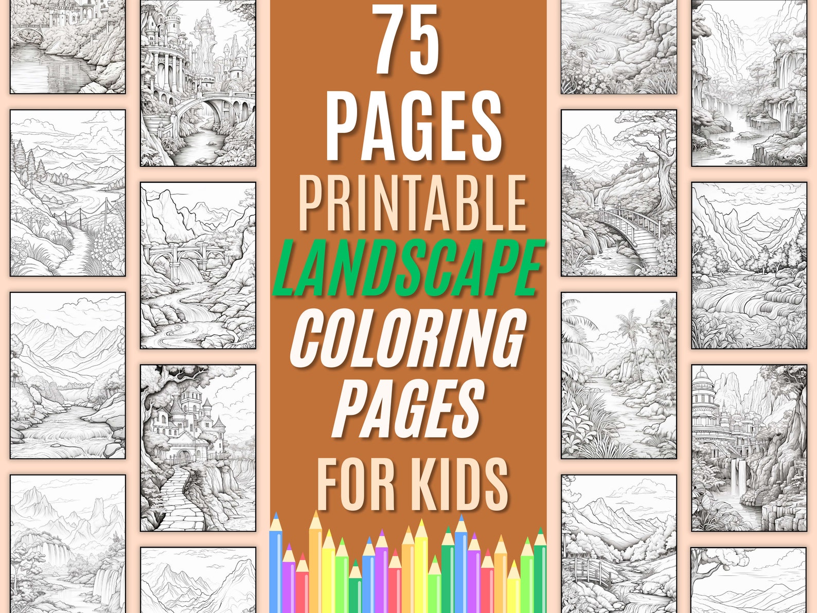 75 Landscape Coloring Pages for Kids Printable, Relaxing View, Nature ...