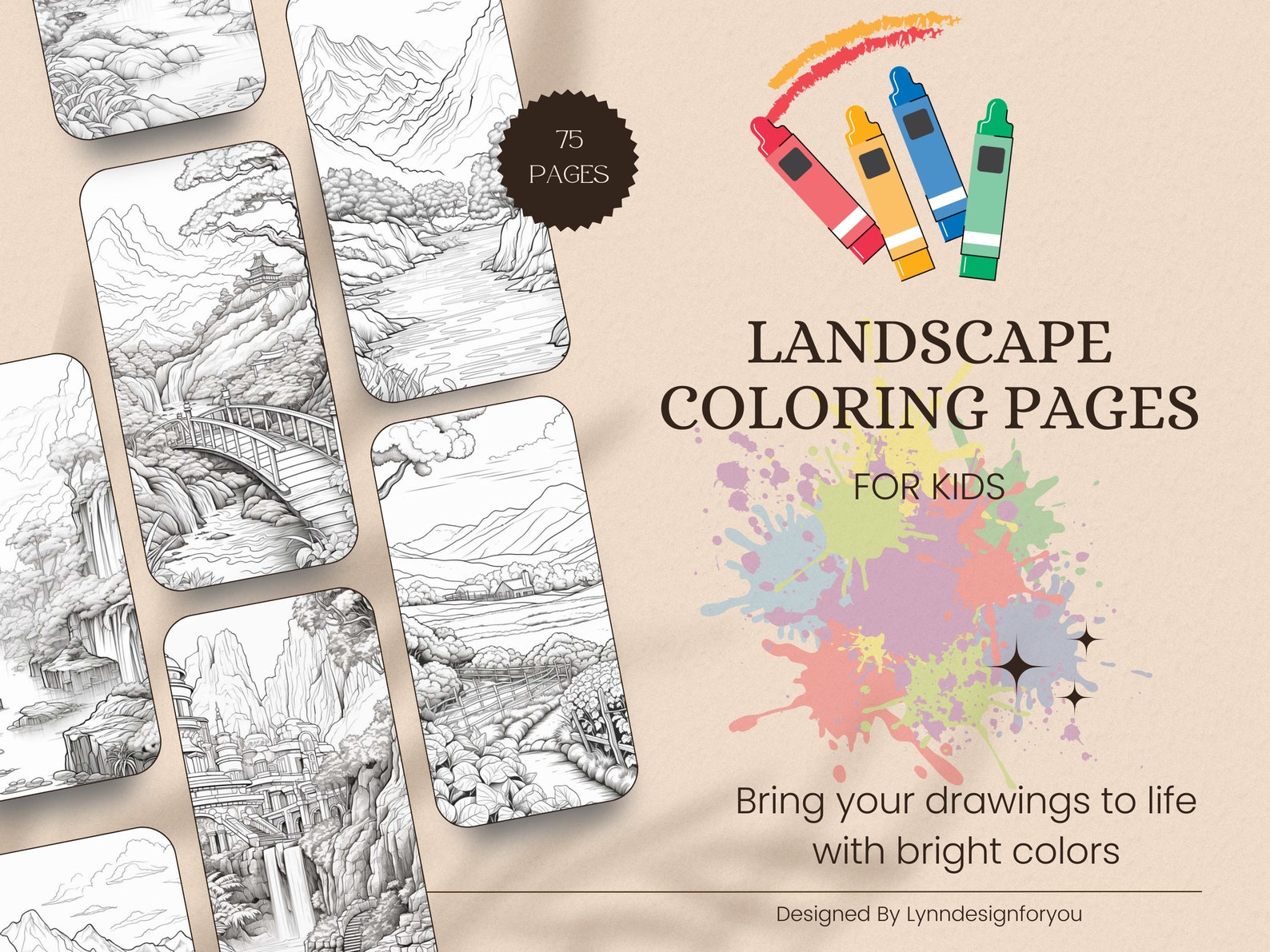 75 Landscape Coloring Pages for Kids Printable, Relaxing View, Nature ...