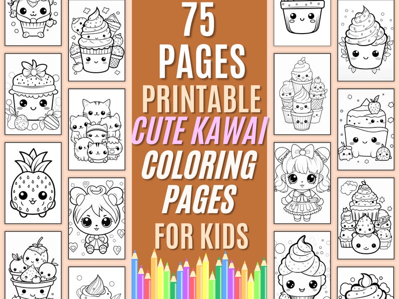 75 Kawai Cute Coloring Pages for Kids Printable Colorful, Cute Dolls ...