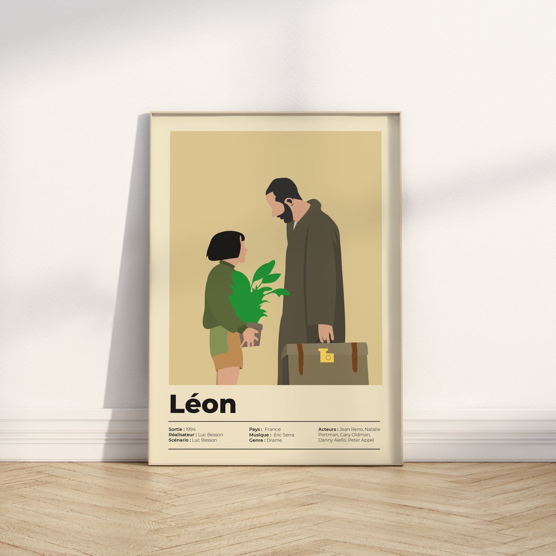 Léon Minimalist Cult French Film Poster Léon Film Jean Reno, Nathalie ...