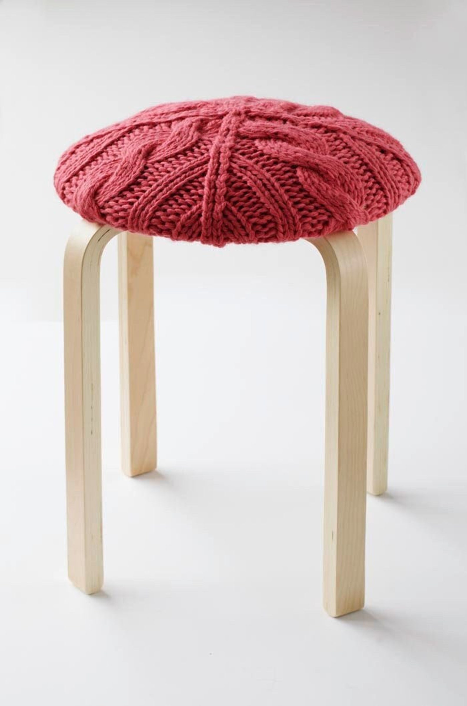 Knitting Instruction Stool Cover With Cables Knit. Upcycling Your Chair ...