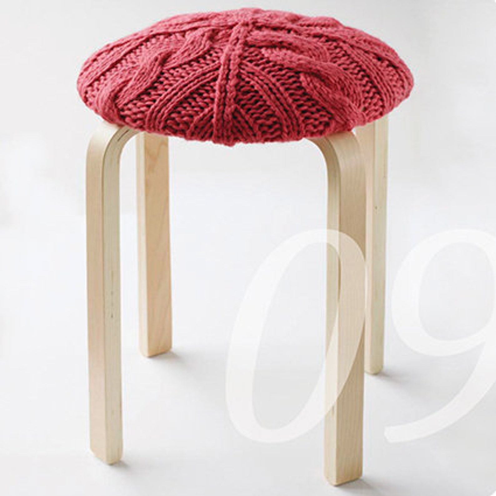 Knitting Instruction Stool Cover With Cables Knit. Upcycling Your Chair ...