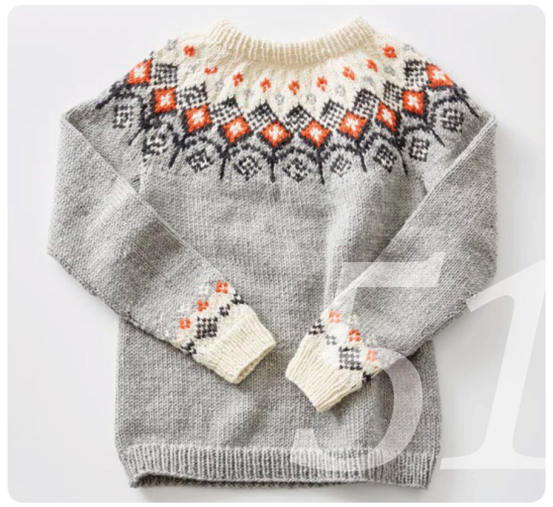 Knitting Pattern for a Norwegian-style Jacquard Sweater in Sizes S, M ...
