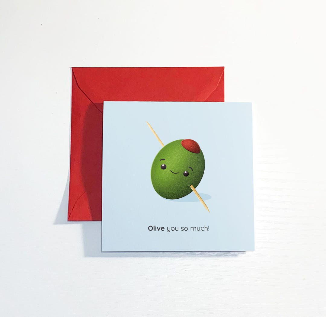 Custom Card – Stuffed Olive Card for Any Occasion | Choose a Pun or Add ...