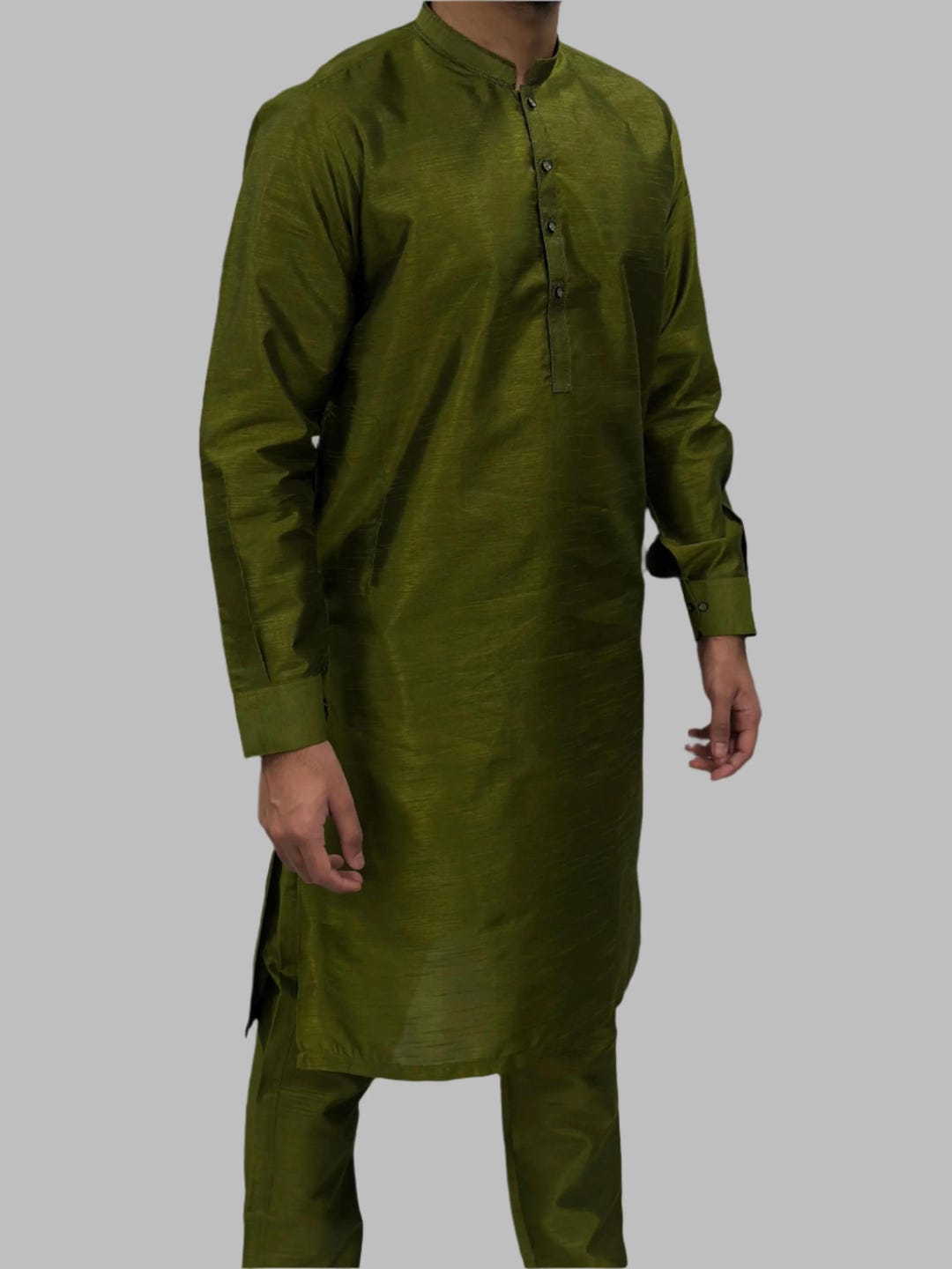 Men's Dark Mehndi Green Plain Silky Trouser Suit - Etsy