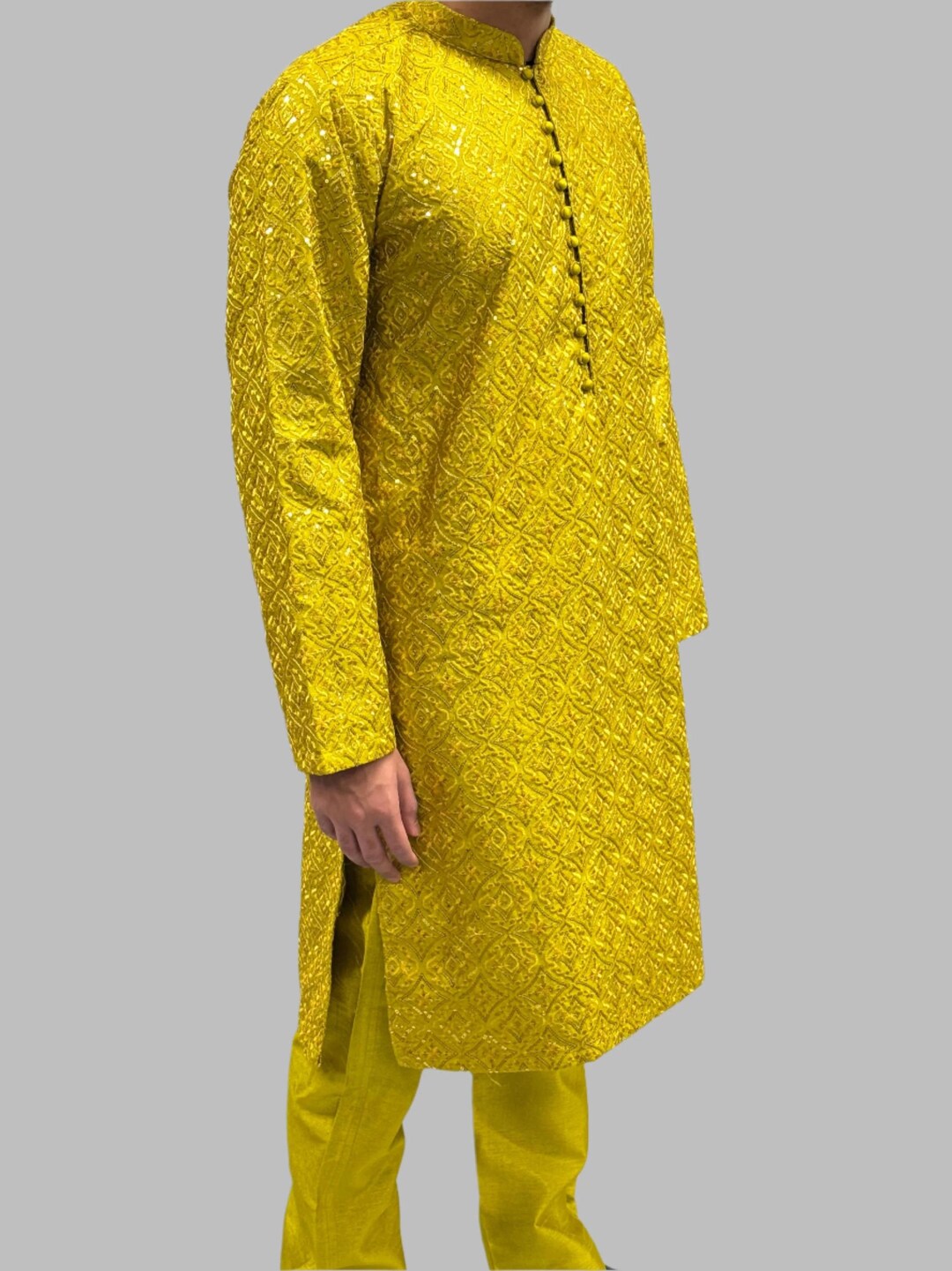 Men's Light Mehndi Green Sequin Embroidery Trouser Suit - Etsy