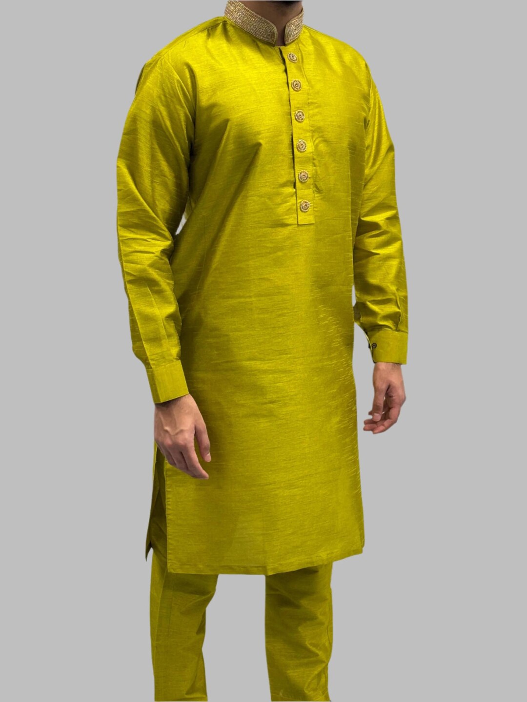 Men's Light Mehndi Green Silky Beadwork Trouser Suit - Etsy