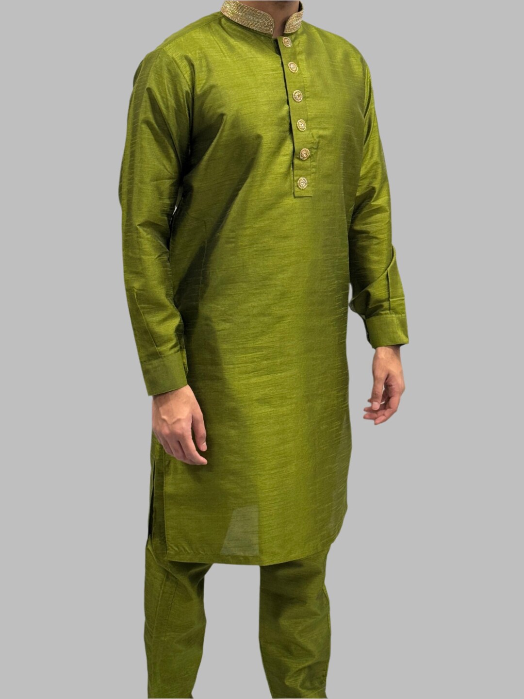 Boys Dark Mehndi Green Silky Beadwork Trouser Suit - Etsy