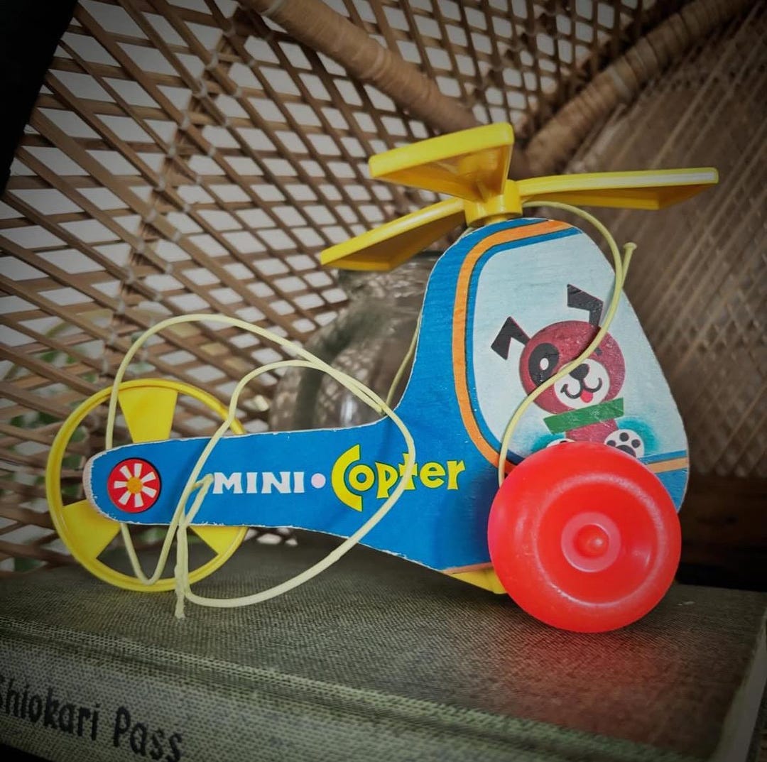 1970 Fisher Price #448 Mini Copter Wooden Pull Toy - Etsy
