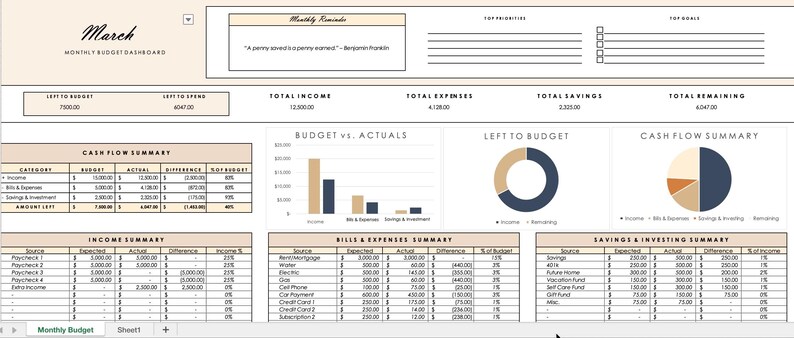 Monthly Budget & Savings Planner - Etsy