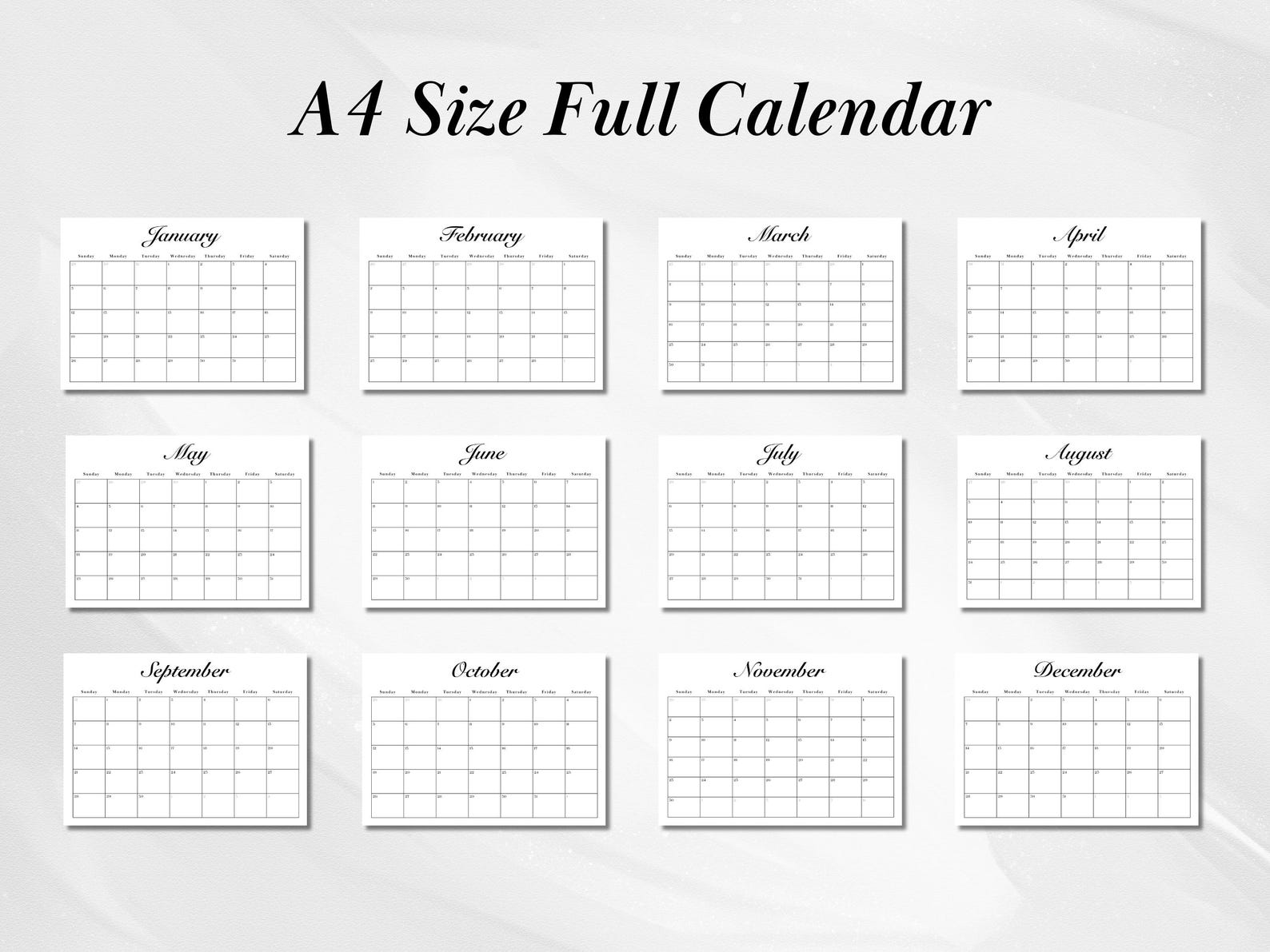 2025 Printable Calendar PDF Minimalistic Design, Monthly Editable Desk ...