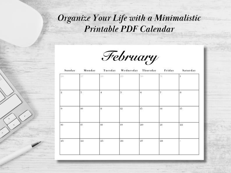 2025 Printable Calendar PDF Minimalistic Design, Monthly Editable Desk ...