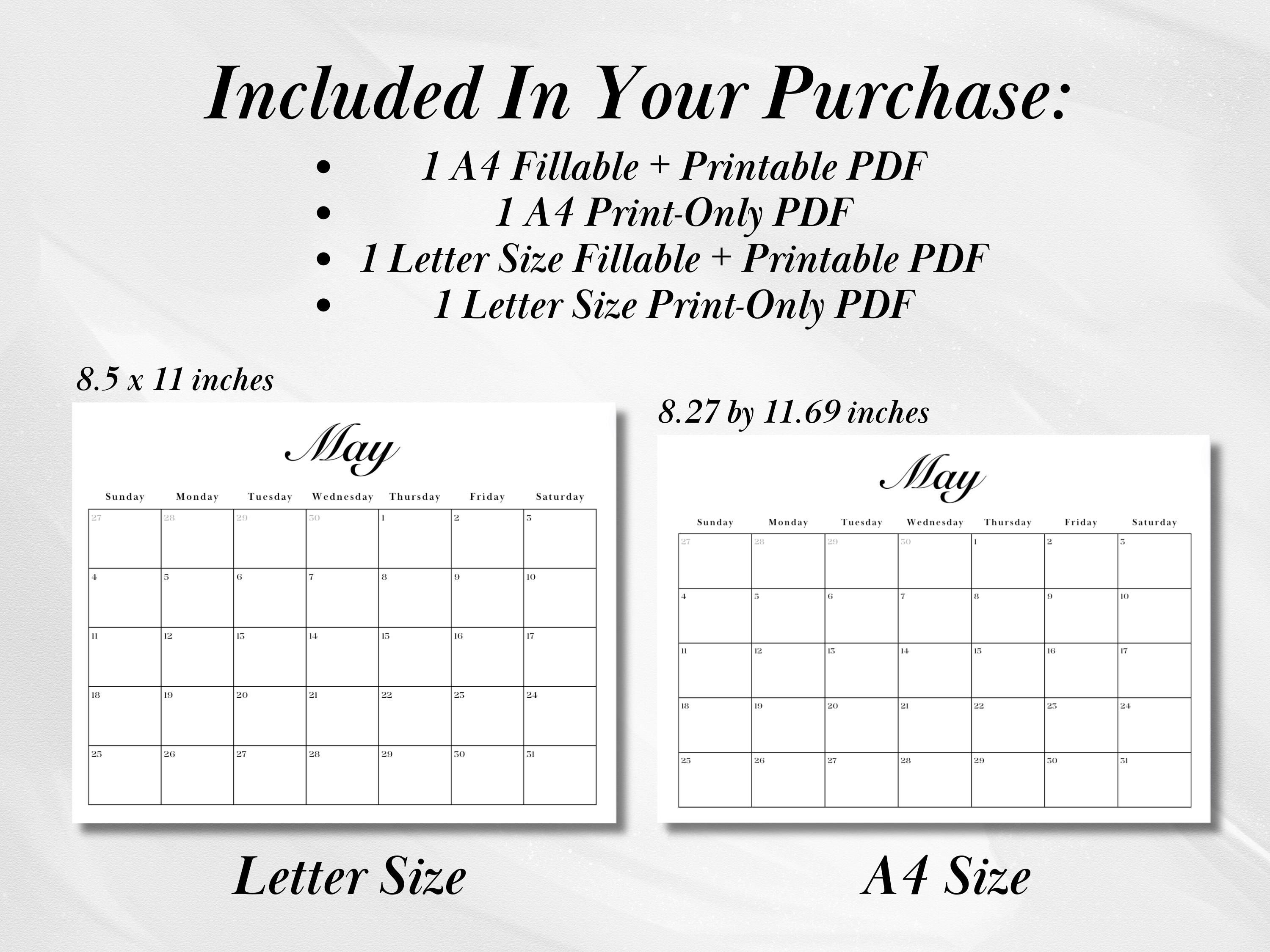 2025 Printable Calendar PDF Minimalistic Design, Monthly Editable Desk ...