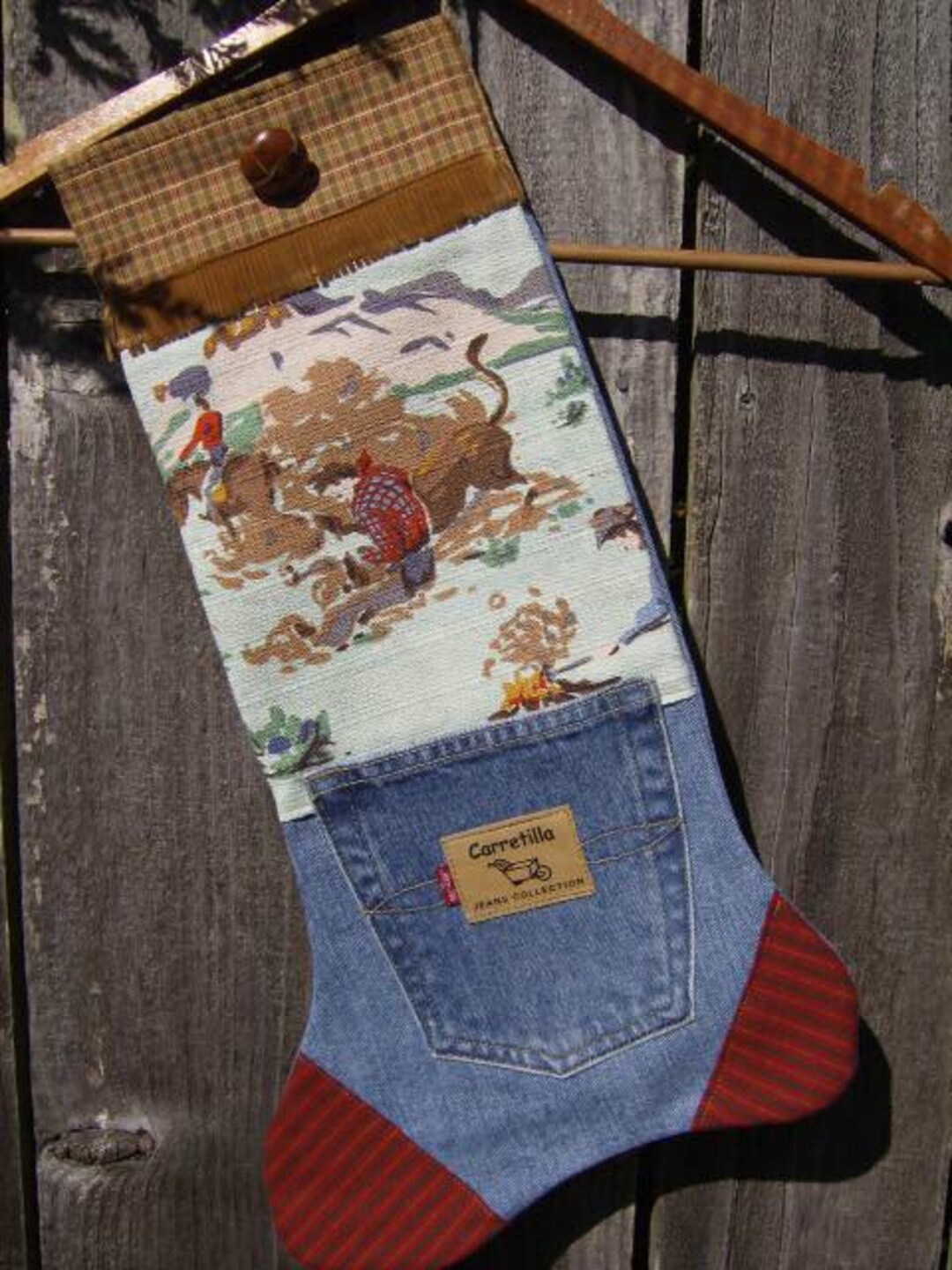 Vintage Cowboy Christmas Stocking Retro Rockabilly Country Western ...