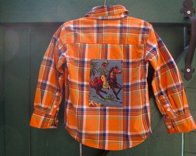 Fall Orange Plaid Cowboy Shirt, Country Western, Rockabilly, Rodeo, 100 ...
